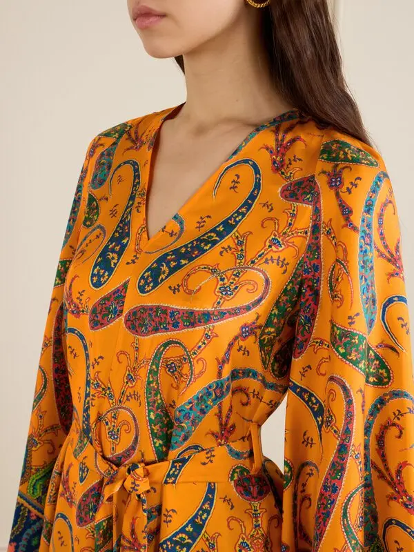 Etro Belted Paisley-print Silk-twill Mini Dress