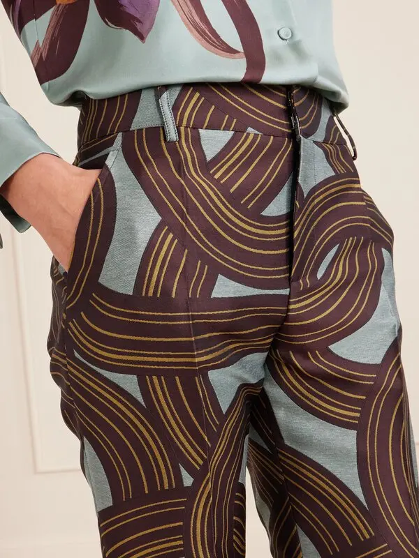 La DoubleJ Hendrix Cropped Jacquard Straight-leg Pants