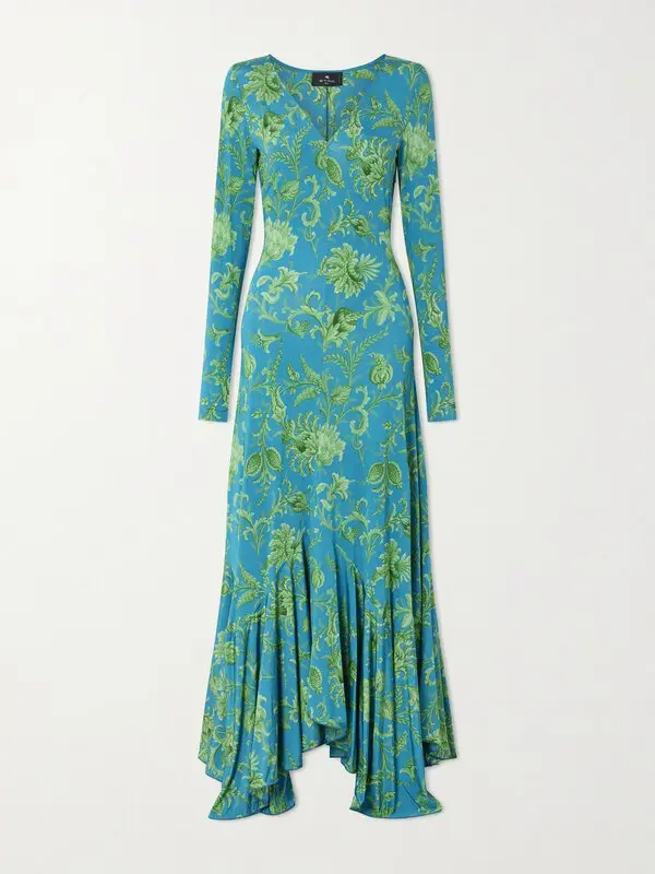 Etro Asymmetric Printed Maxi Dress