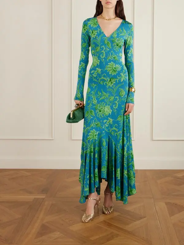 Etro Asymmetric Printed Maxi Dress