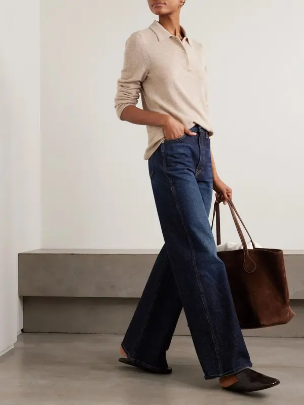 THE ELDER STATESMAN Laurel Cashmere Polo Sweater