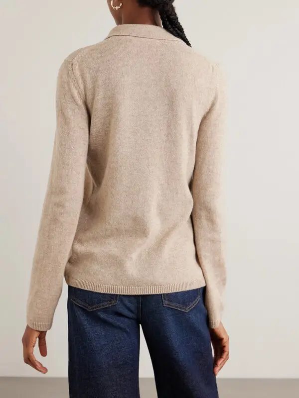 THE ELDER STATESMAN Laurel Cashmere Polo Sweater