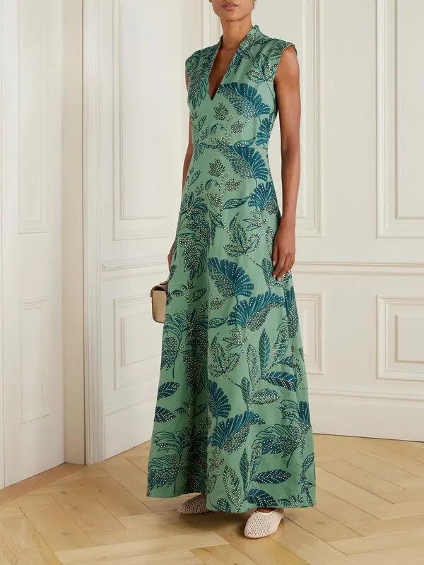 MARTA FERRI Eugenio Embroidered Maxi Dress