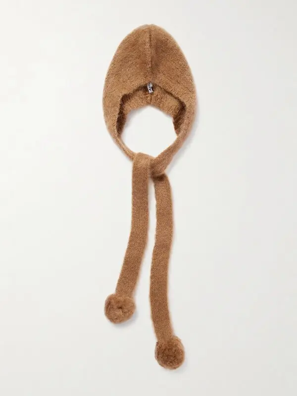 Acne Studios Tie-detailed Mohair And Wool-blend Hood - Neutrals
