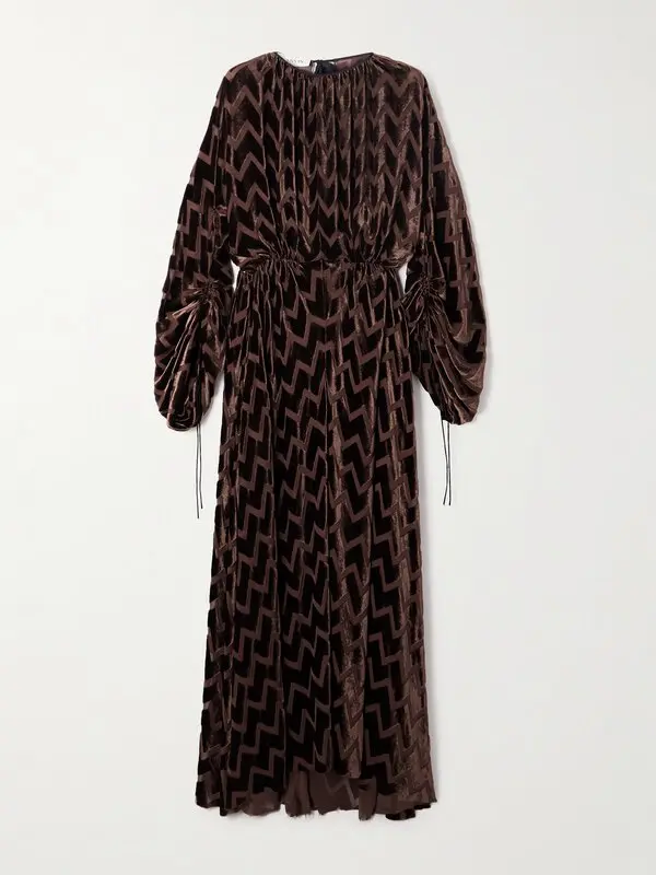 LANVIN Devoré-velvet Maxi Dress - Brown
