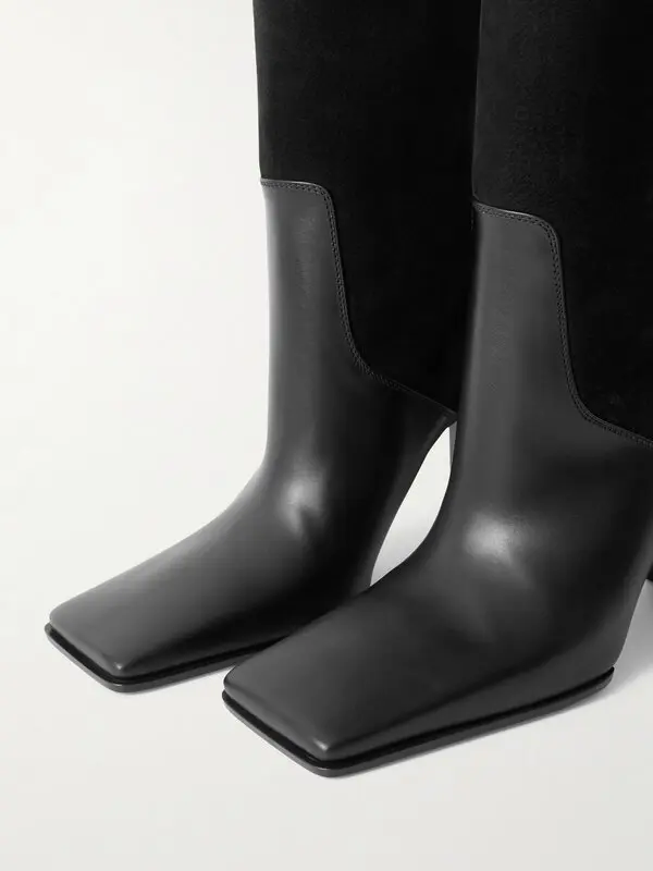 Alaïa Leather And Nubuck Knee High Boots