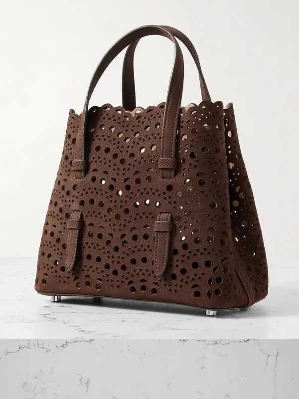Alaïa Mina Laser-cut Suede Tote - Brown