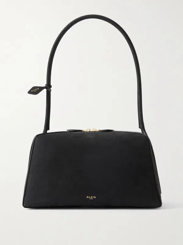 Alaïa Le Bulldog Medium Nubuck Shoulder Bag - Black