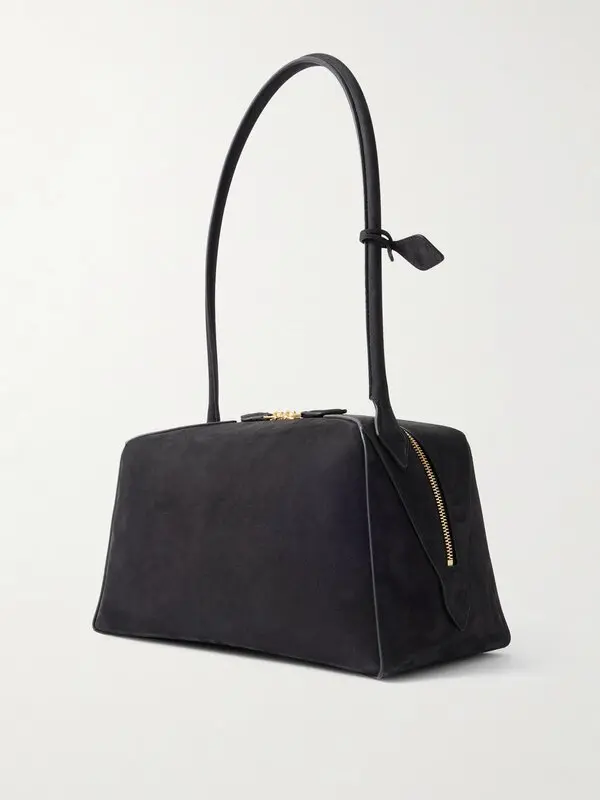 Alaïa Le Bulldog Medium Nubuck Shoulder Bag - Black