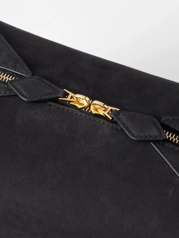 Alaïa Le Bulldog Medium Nubuck Shoulder Bag - Black