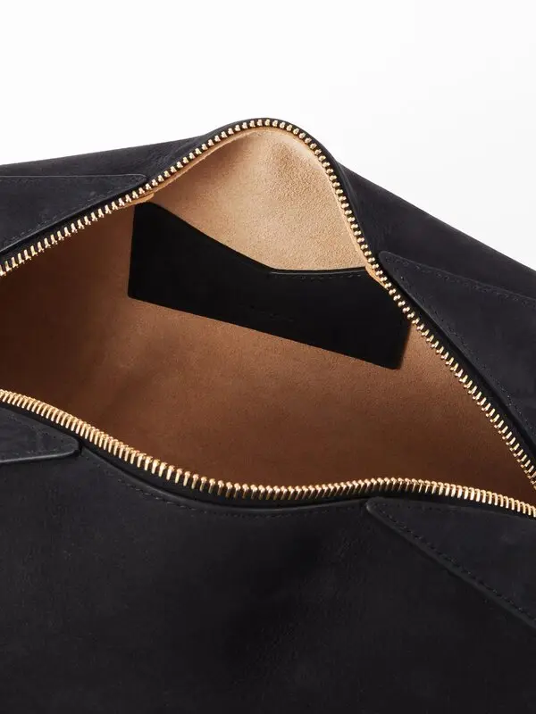 Alaïa Le Bulldog Medium Nubuck Shoulder Bag - Black