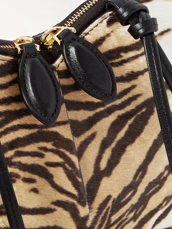 Alaïa Le Coeur Animal-print Leather-trimmed Calf Hair Shoulder Bag - Gray