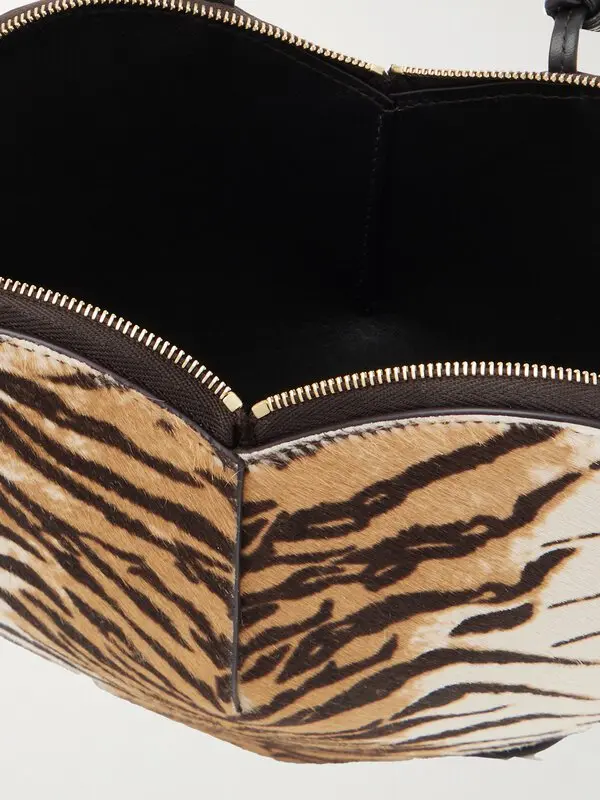 Alaïa Le Coeur Animal-print Leather-trimmed Calf Hair Shoulder Bag - Gray