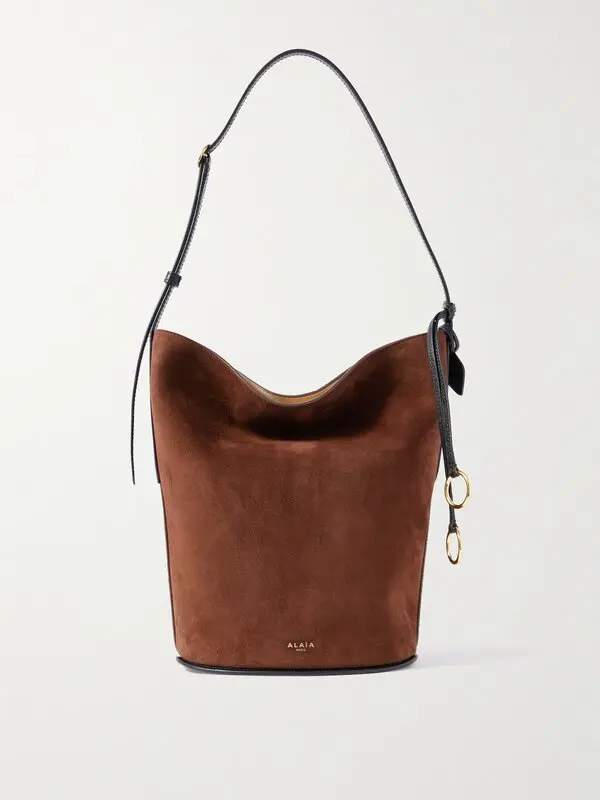 Alaïa Leather-trimmed Suede Tote