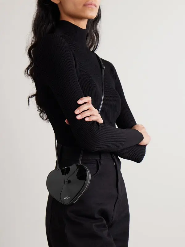 Alaïa Le Coeur Patent-leather Shoulder Bag - Black