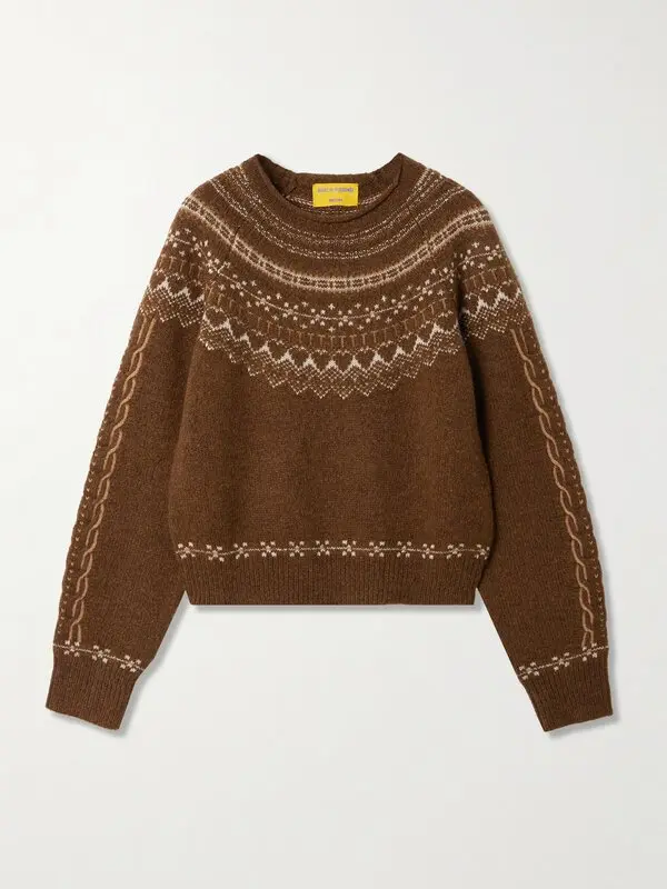 Guest In Residence Cloud Chalet Fair Isle Wool And Cashmere-blend Sweater - Brown