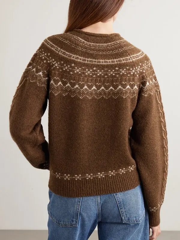 Guest In Residence Cloud Chalet Fair Isle Wool And Cashmere-blend Sweater - Brown