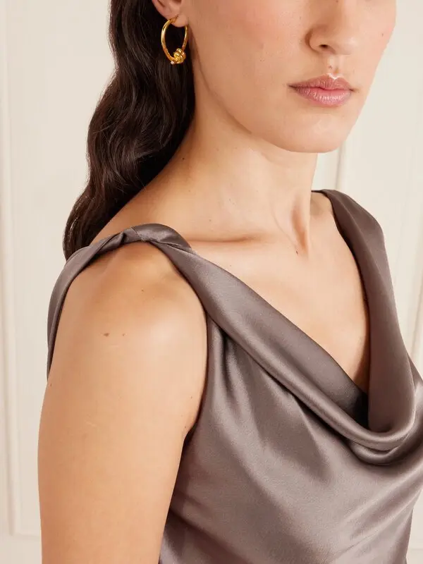 LESET Barb Draped Satin Blouse