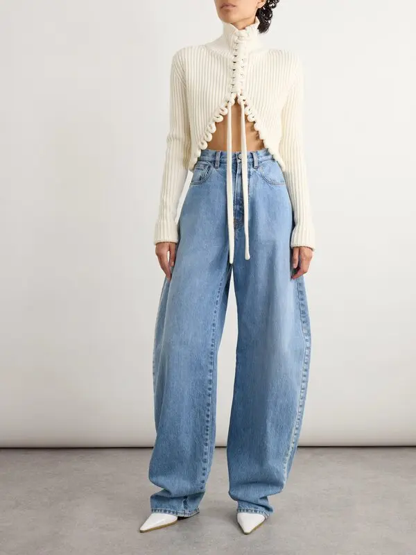 Alaïa Round High-rise Barrel-leg Jeans - Blue