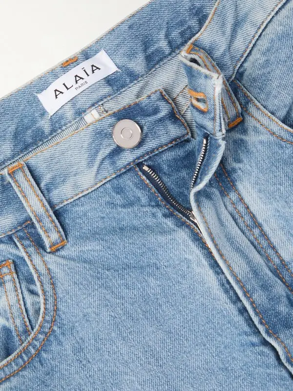 Alaïa Round High-rise Barrel-leg Jeans - Blue