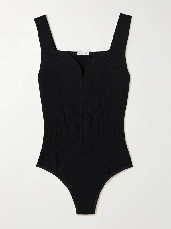 Alaïa Ribbed Jersey Bodysuit - Black