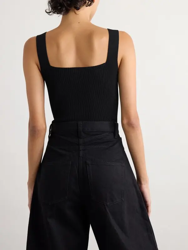 Alaïa Ribbed Jersey Bodysuit - Black