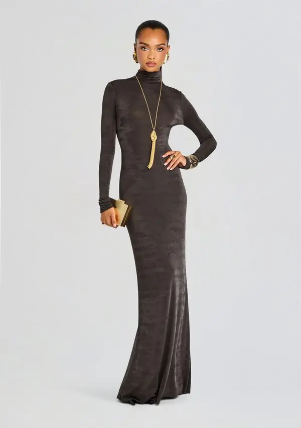 SEROYA Kim Maxi Dress - Dark Charcoal