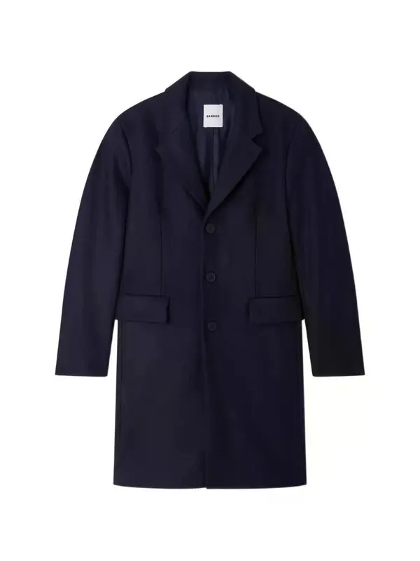 Sandro Wool And Cashmere Blend Overcoat - Blue