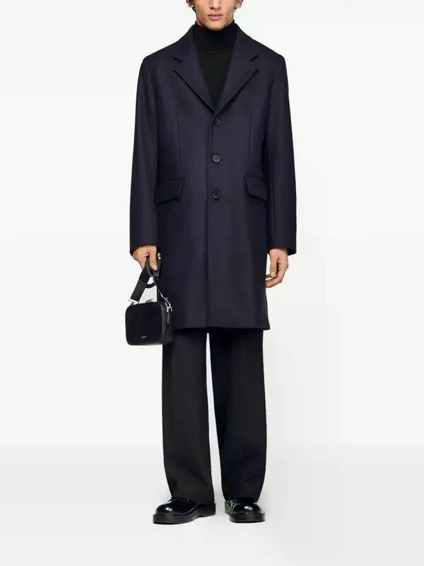 Sandro Wool And Cashmere Blend Overcoat - Blue