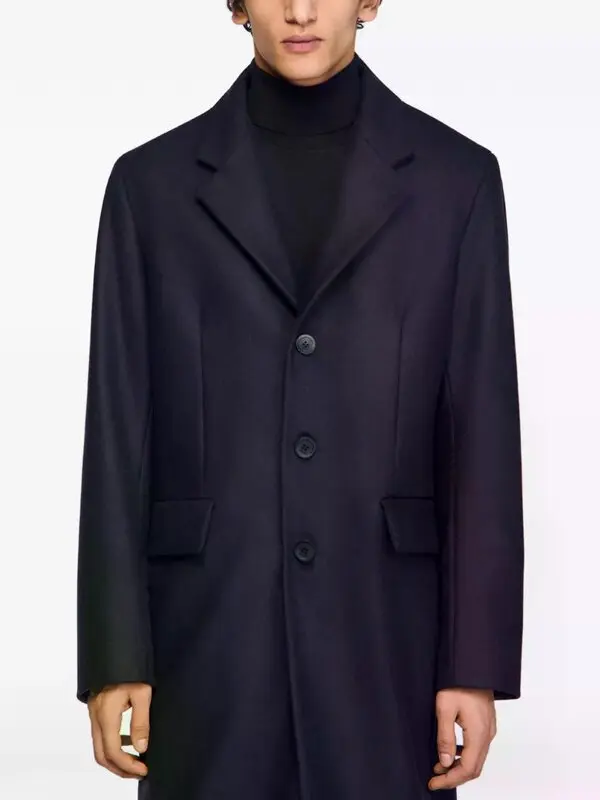 Sandro Wool And Cashmere Blend Overcoat - Blue