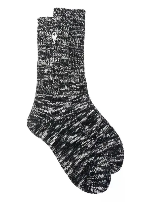 AMI Paris Embroidered Socks - Black