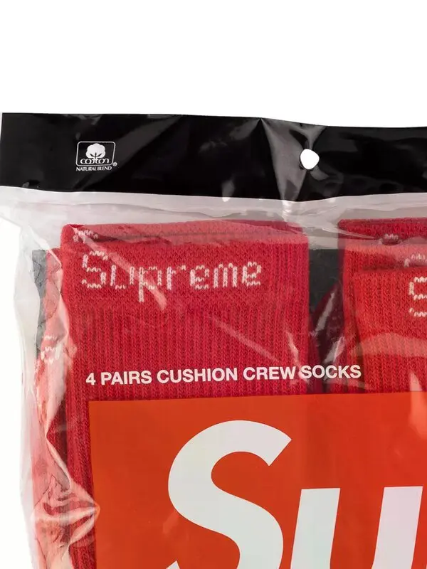 Supreme Logo Embroidered Socks Pack Of Four