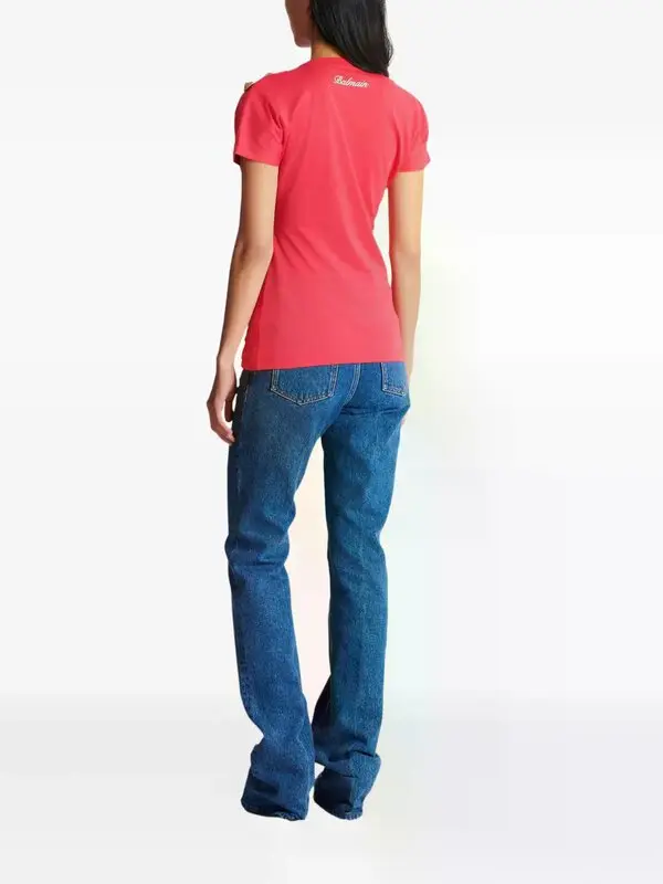 Balmain Draped T-shirt With Lion Head Buttons - Pink