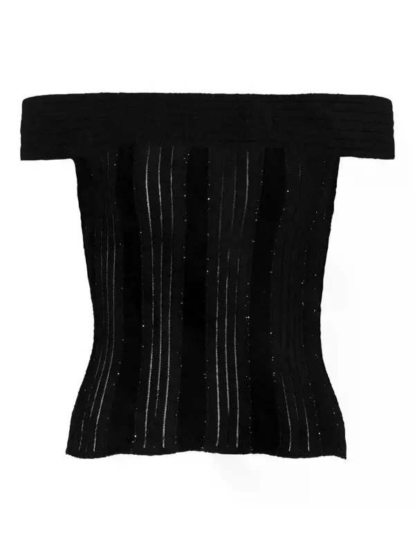 Balmain Glitter Off-the-shoulder Top