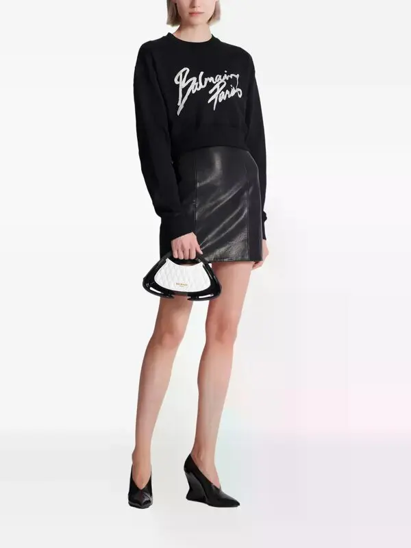 Balmain Printed Cotton Sweatshirt - Black