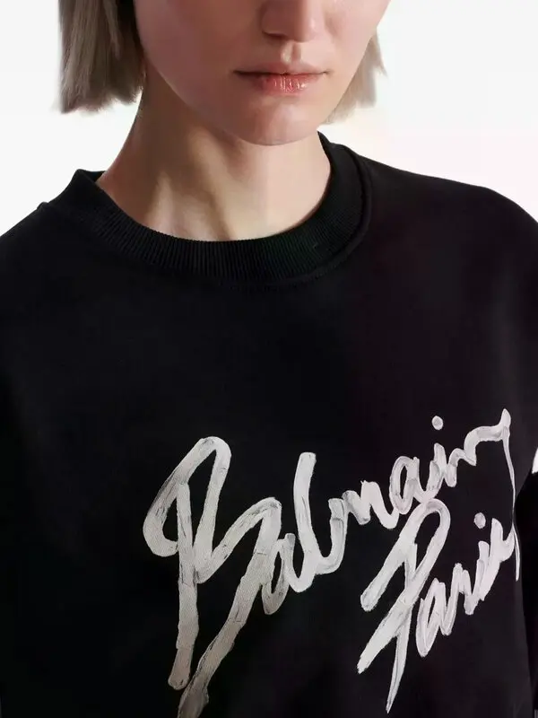 Balmain Printed Cotton Sweatshirt - Black