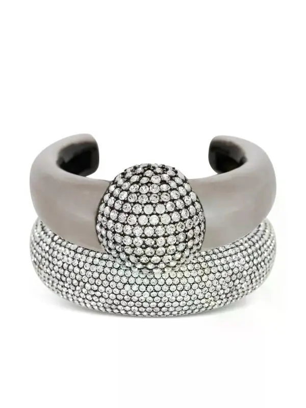 Balmain Rhinestone-embellished Bangle Bracelets - Silver