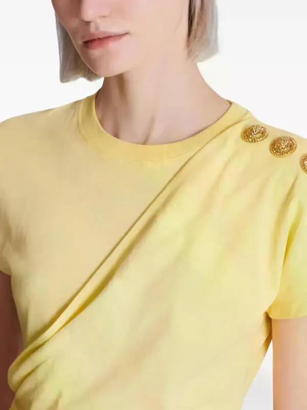 Balmain Draped Detail T-shirt - Yellow
