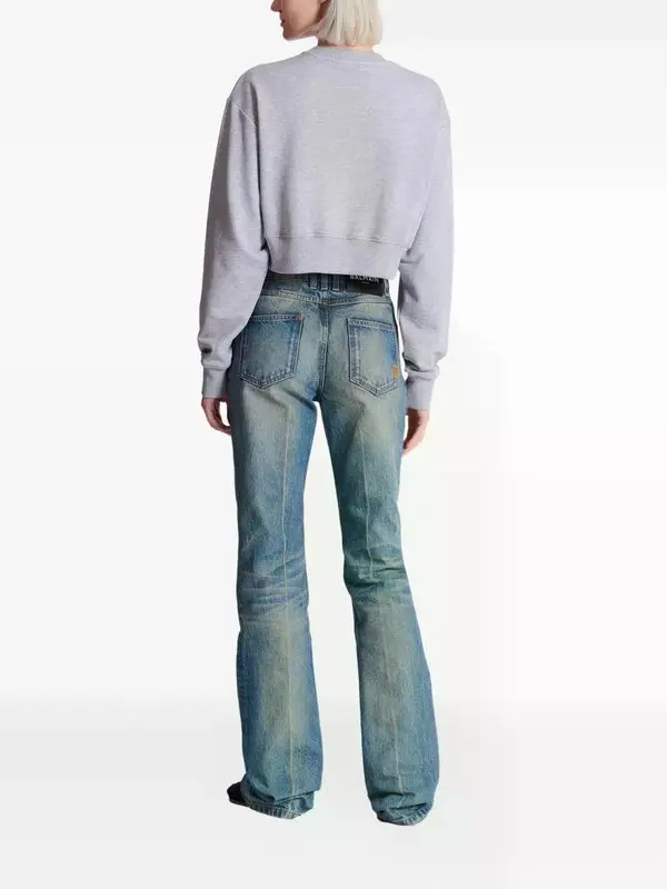 Balmain Printed Cropped Sweatshirt - Grey