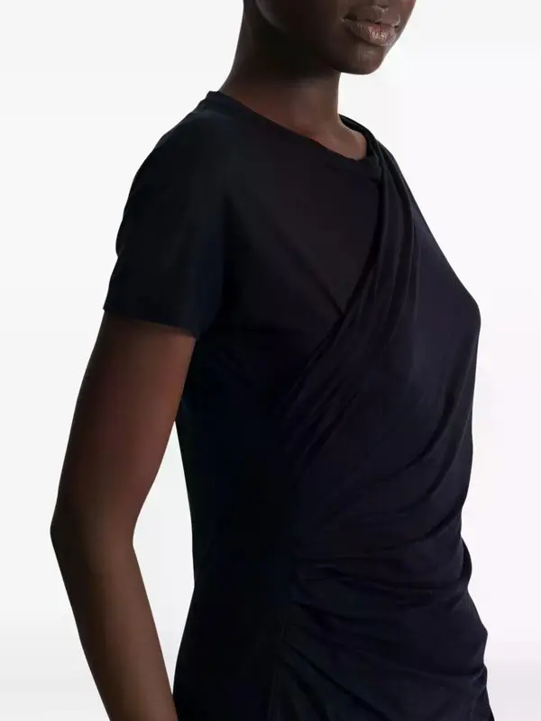Balmain Draped Cotton Jersey T-shirt With Lion Head Buttons