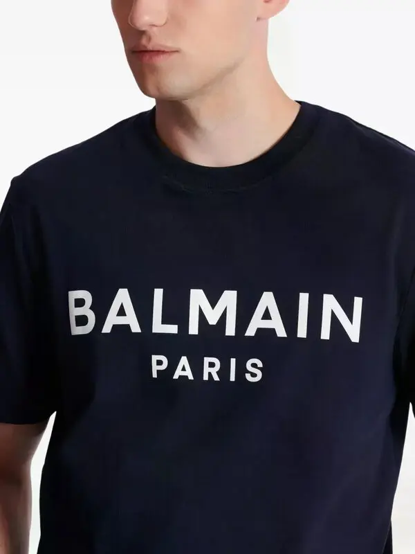 Balmain Printed Cotton T-shirt - Blue