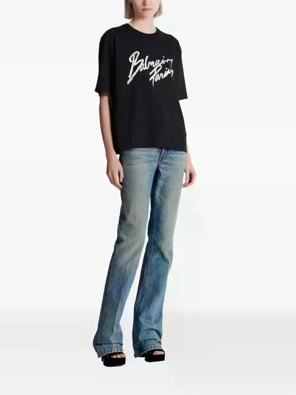 Balmain Brush Print Cotton Jersey T-shirt