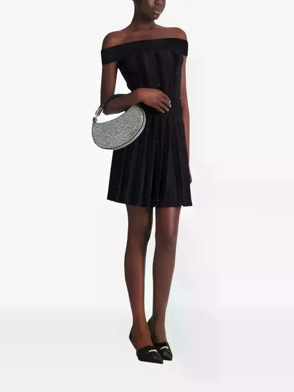 Balmain Pleated Glitter Knit Mini Skirt