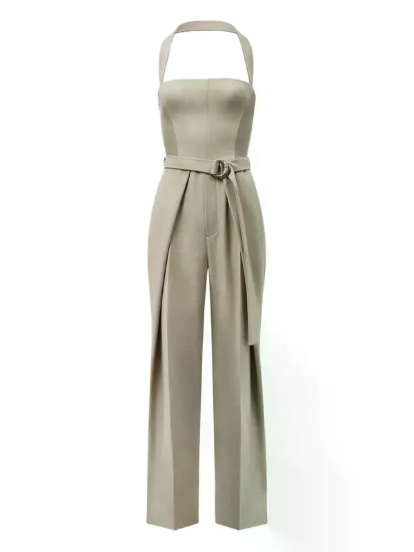 Manière De Voir Maniere De Voir Sabine Pleated Belted Jumpsuit - Neutrals