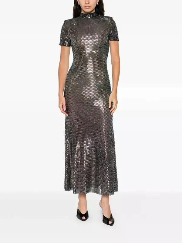 SELF-PORTRAIT Embellished Short-sleeve Midi Dress
