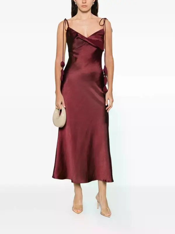 SELF-PORTRAIT Tie-strap Midi Dress - Red