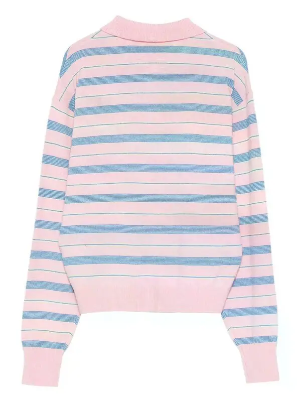 Guest In Residence Striped Polo Top - Pink
