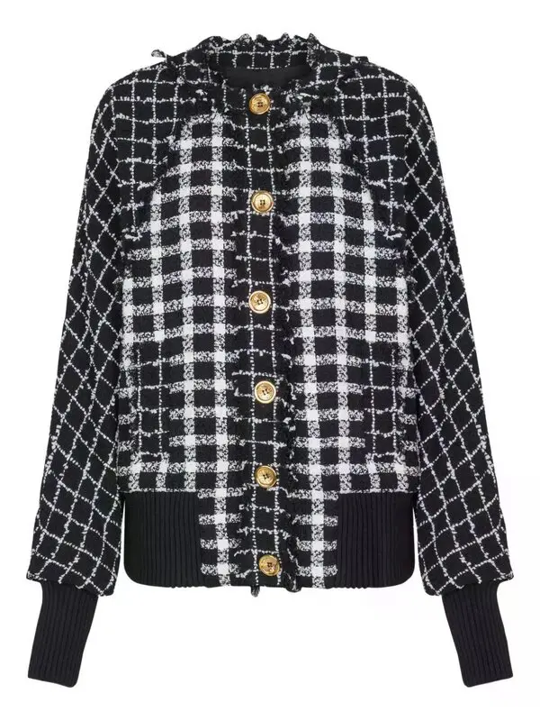 Balmain Tweed Bomber Jacket - Black