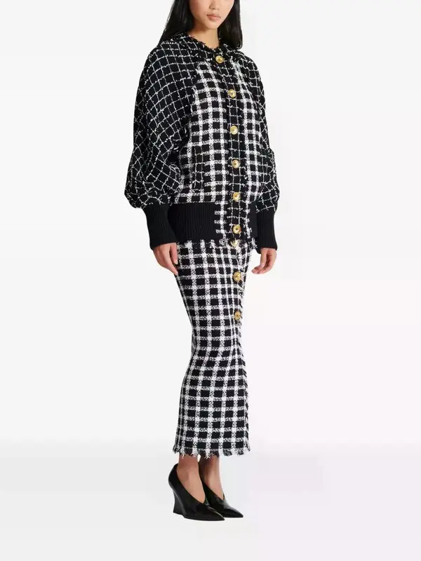 Balmain Tweed Bomber Jacket - Black