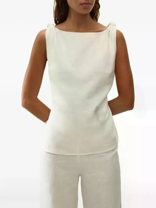 Faithfull The Brand Knot Detail Linen Top - White